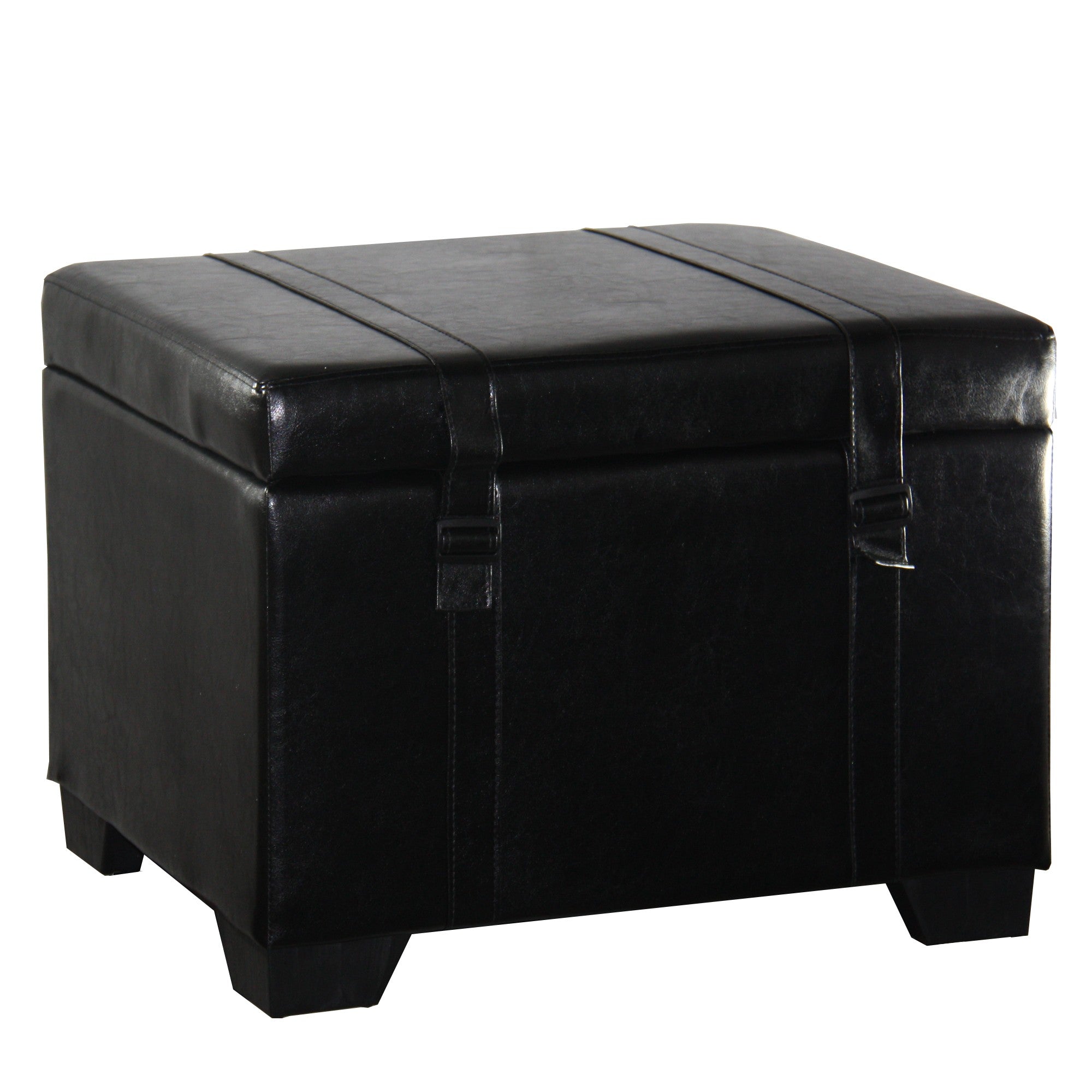Handsome Black Faux Leather Storage Stool or Ottoman – Immense Wood Works